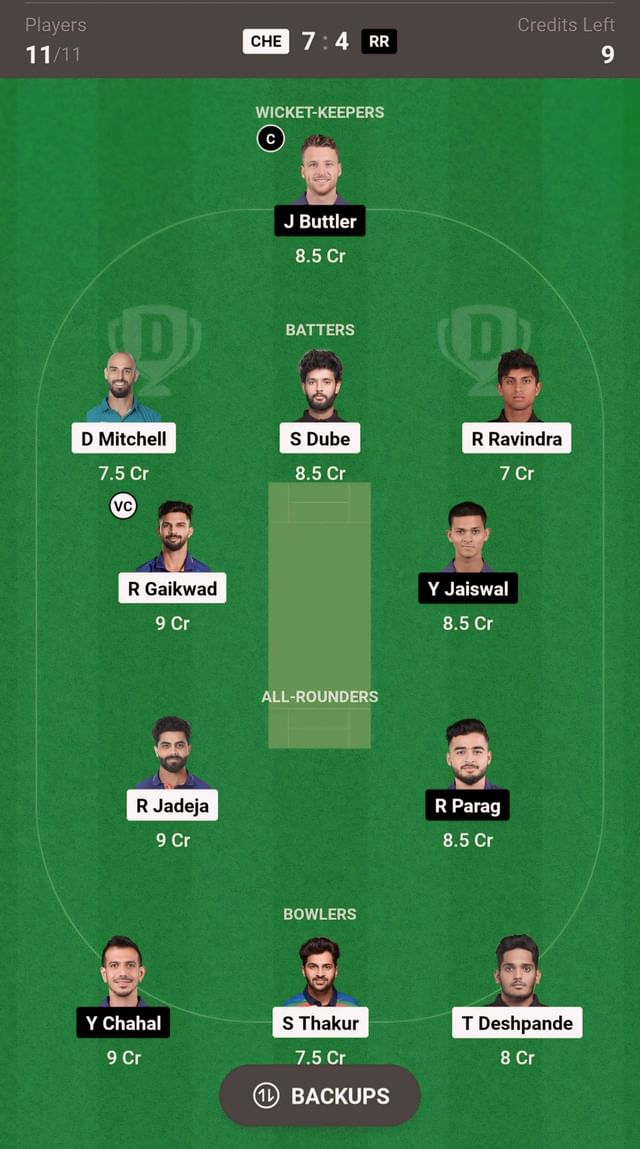CHE vs RR Dream11 Prediction: Fantasy Cricket Tips, Today's Playing 11 and Pitch Report for IPL ...