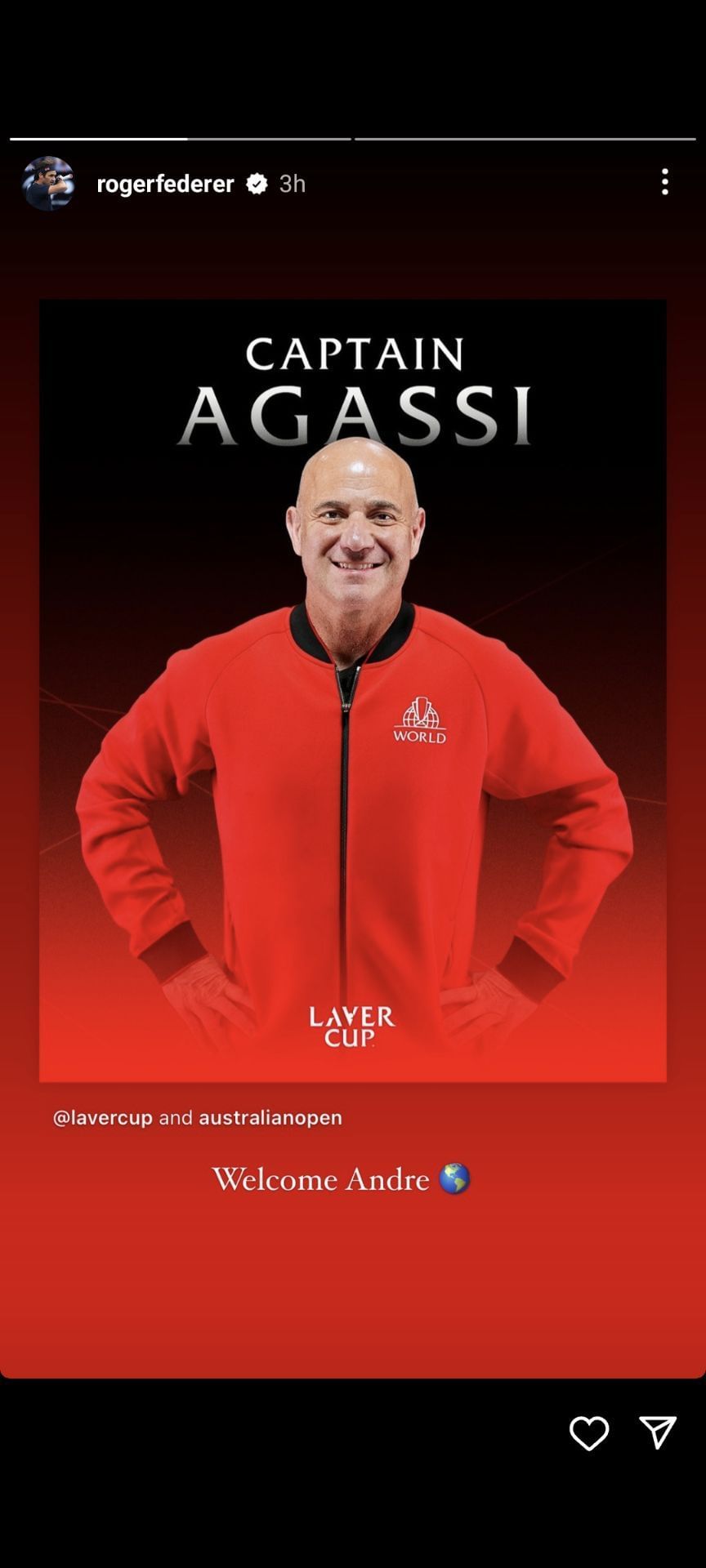Roger Federer welcomes Andre Agassi to the Laver Cup as the American ...