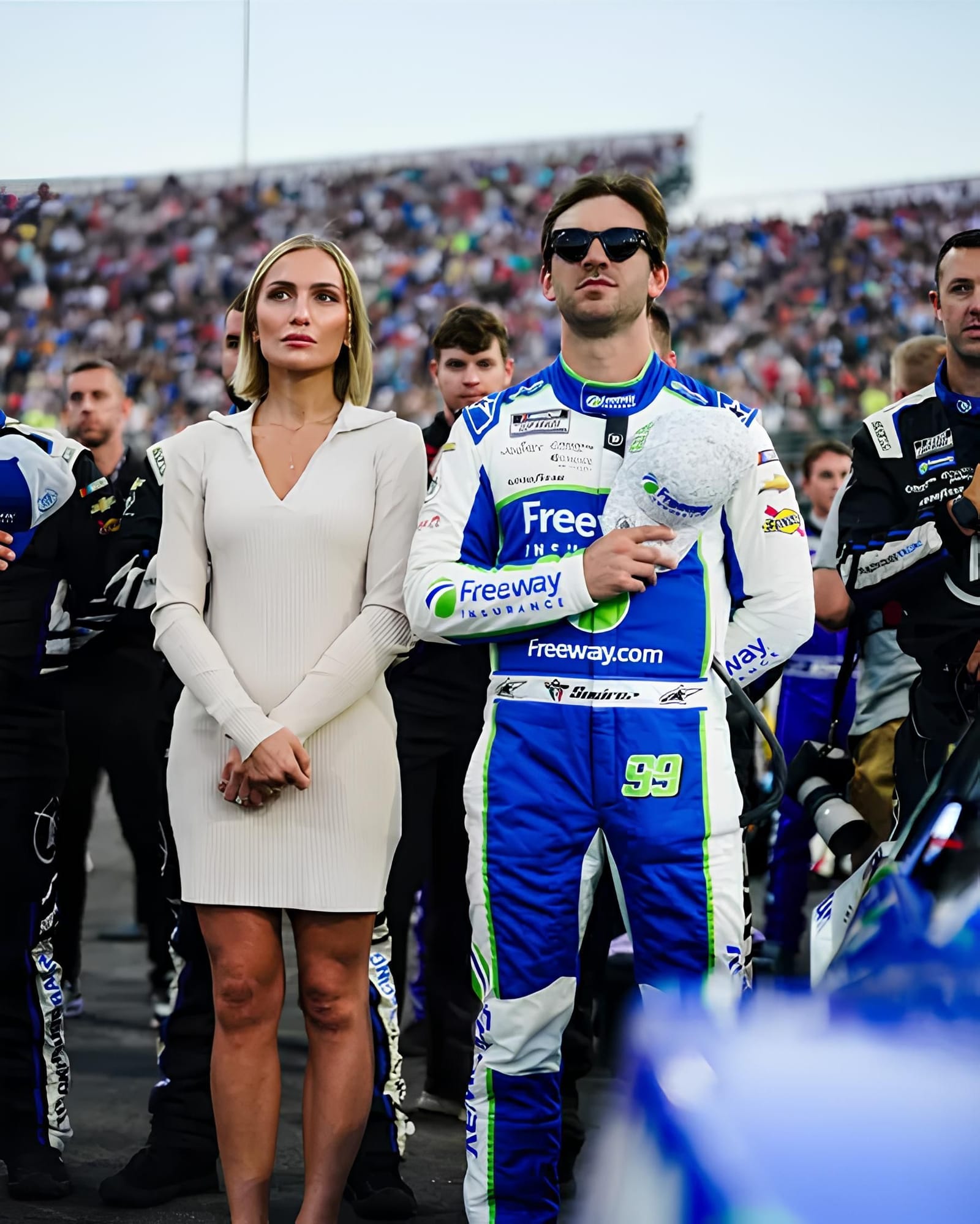 Daniel Suarez's fiancée Julia Piquet dazzles in all-white outfit as she ...