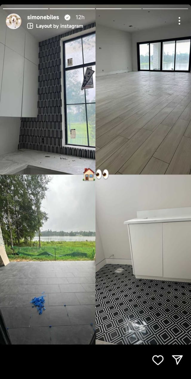 Simone Biles shares a glimpse of the progress in construction of her ...