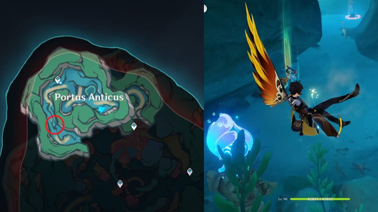 Genshin Impact Sea of Bygone Eras (west map) Hydroculus locations