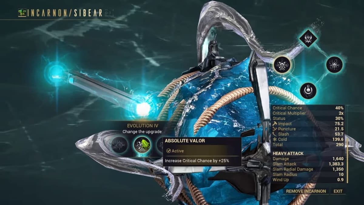 Warframe: Incarnon Sibear build guide (mod setup, best evolution ...