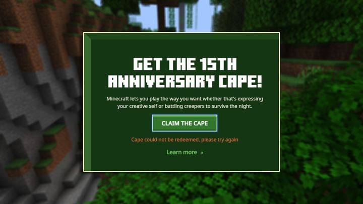 Minecraft "Cape could not be redeemed" error: All you need to know