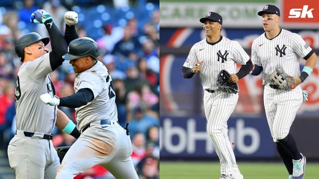 PHOTO: Captain Aaron Judge shares frame of Yankees stars swapping ...