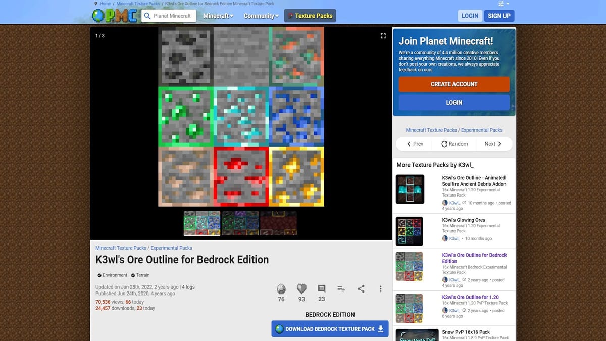 How to add outlines to ores in Minecraft