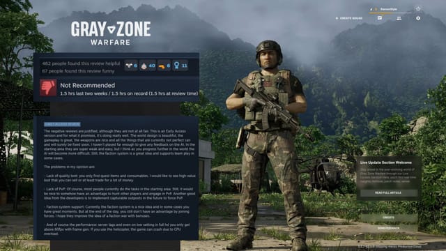 Why is Gray Zone Warfare mostly negative on Steam?