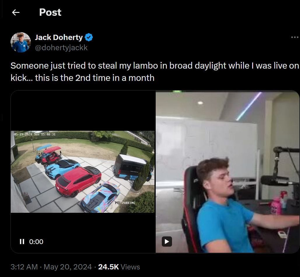 Jack Doherty claims two men tried to steal his Lamborghini while he was ...