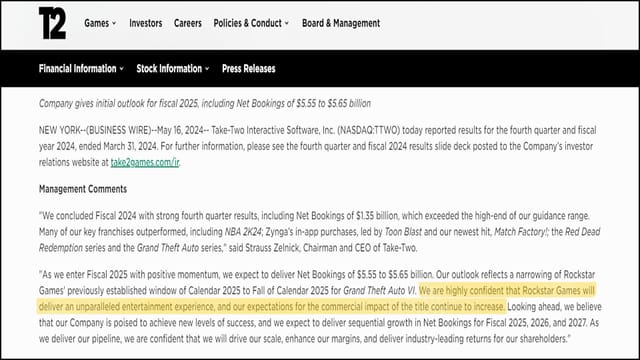 GTA 6 set to offer "unparalleled entertainment experience" in Fall 2025