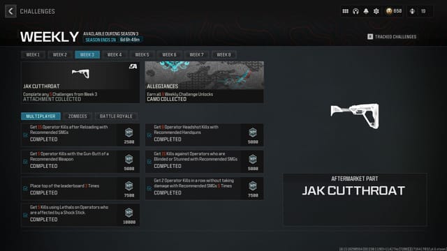 How to complete the JAK Cutthroat MW3 Season 3 Week 8 challenge