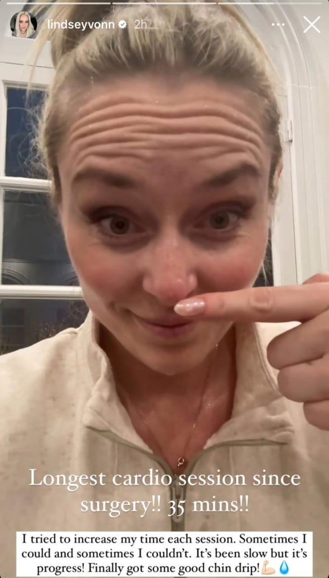 "Finally got some chin drip" - Lindsey Vonn on longest cardio session ...