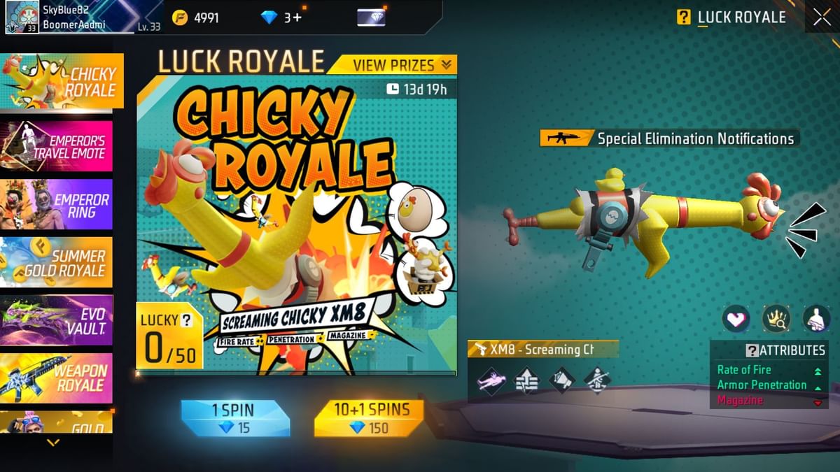 Free Fire Chicky Royale event: XM8 - Screaming Chicky, Loot Box ...