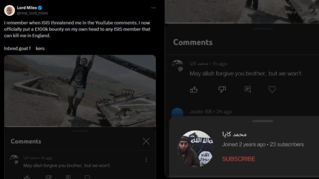 YouTuber Lord Miles says he is willing to pay ISIS £100K if they can ...