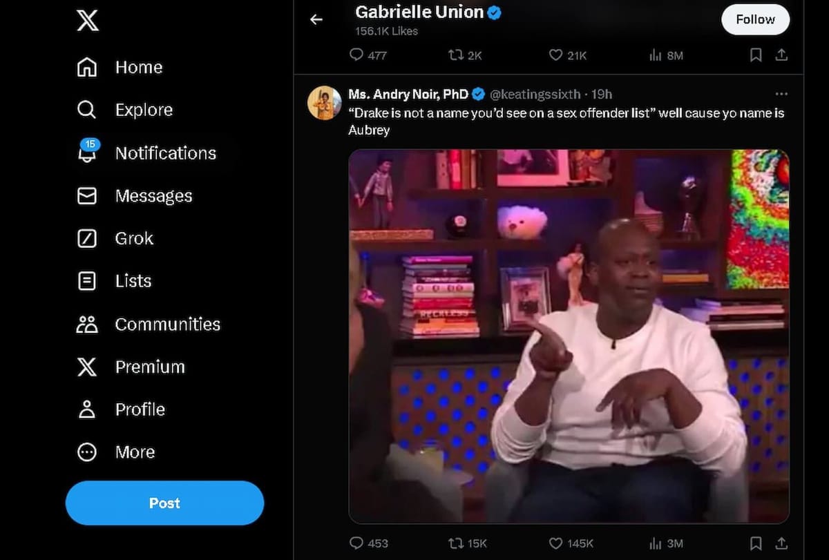 Gabrielle Union likes controversial viral tweets targeting Drake amid ...