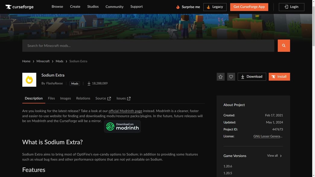 This Minecraft mod makes Sodium more like OptiFine