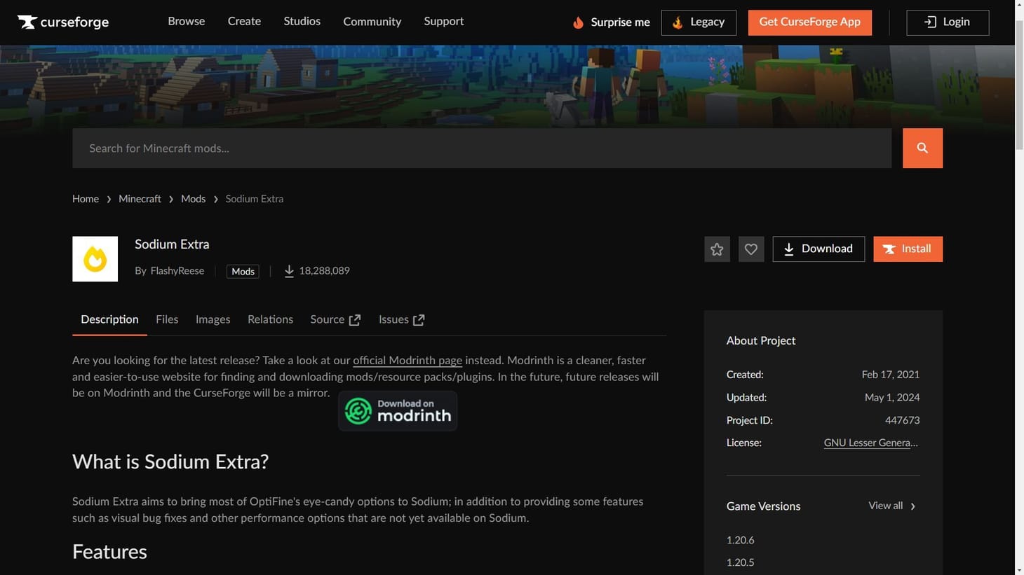 This Minecraft mod makes Sodium more like OptiFine