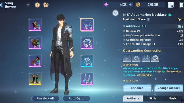 Solo Leveling Arise artifacts guide