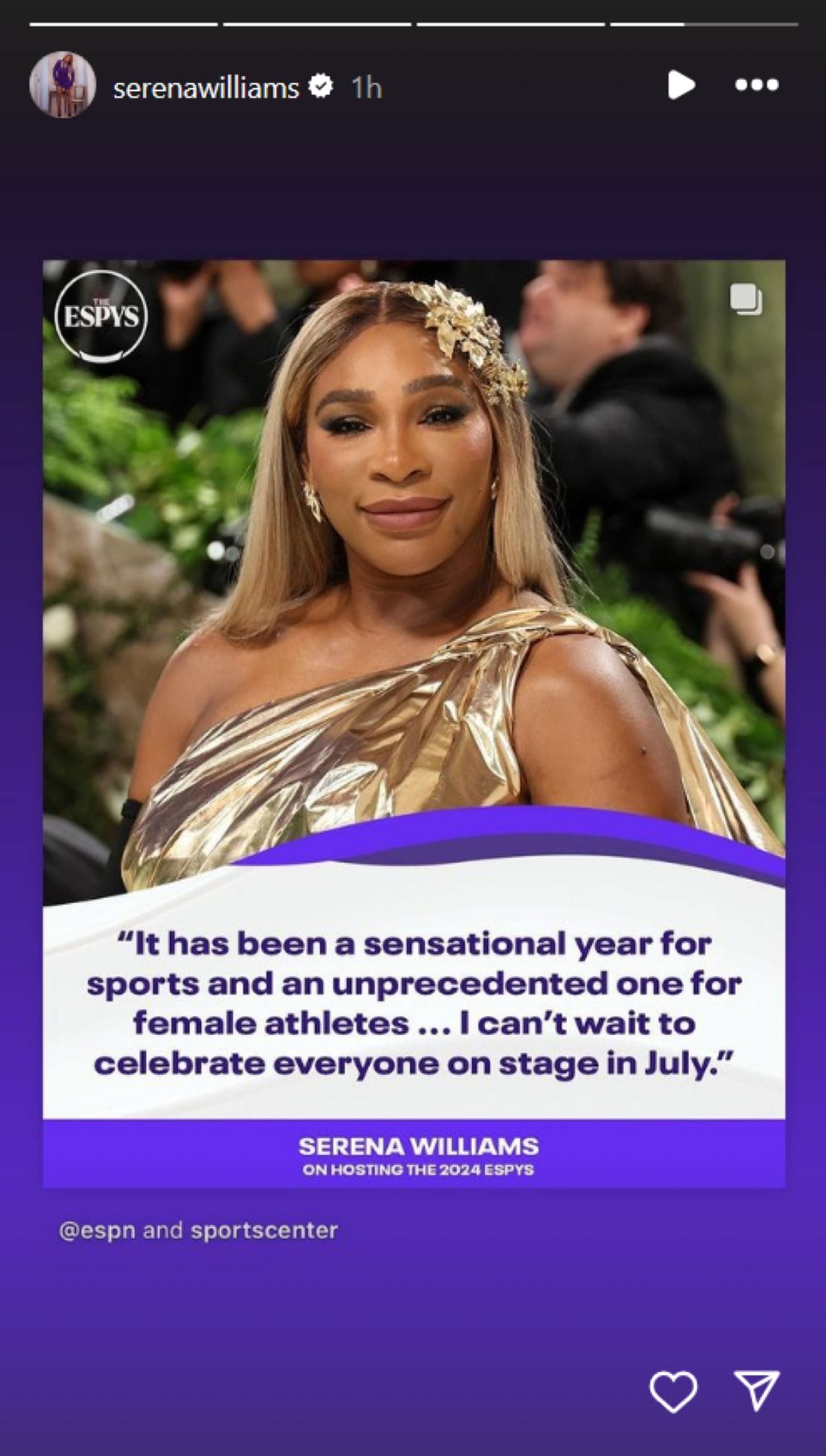Serena Williams "excited" to host upcoming ESPY Awards 2024: "Can't ...