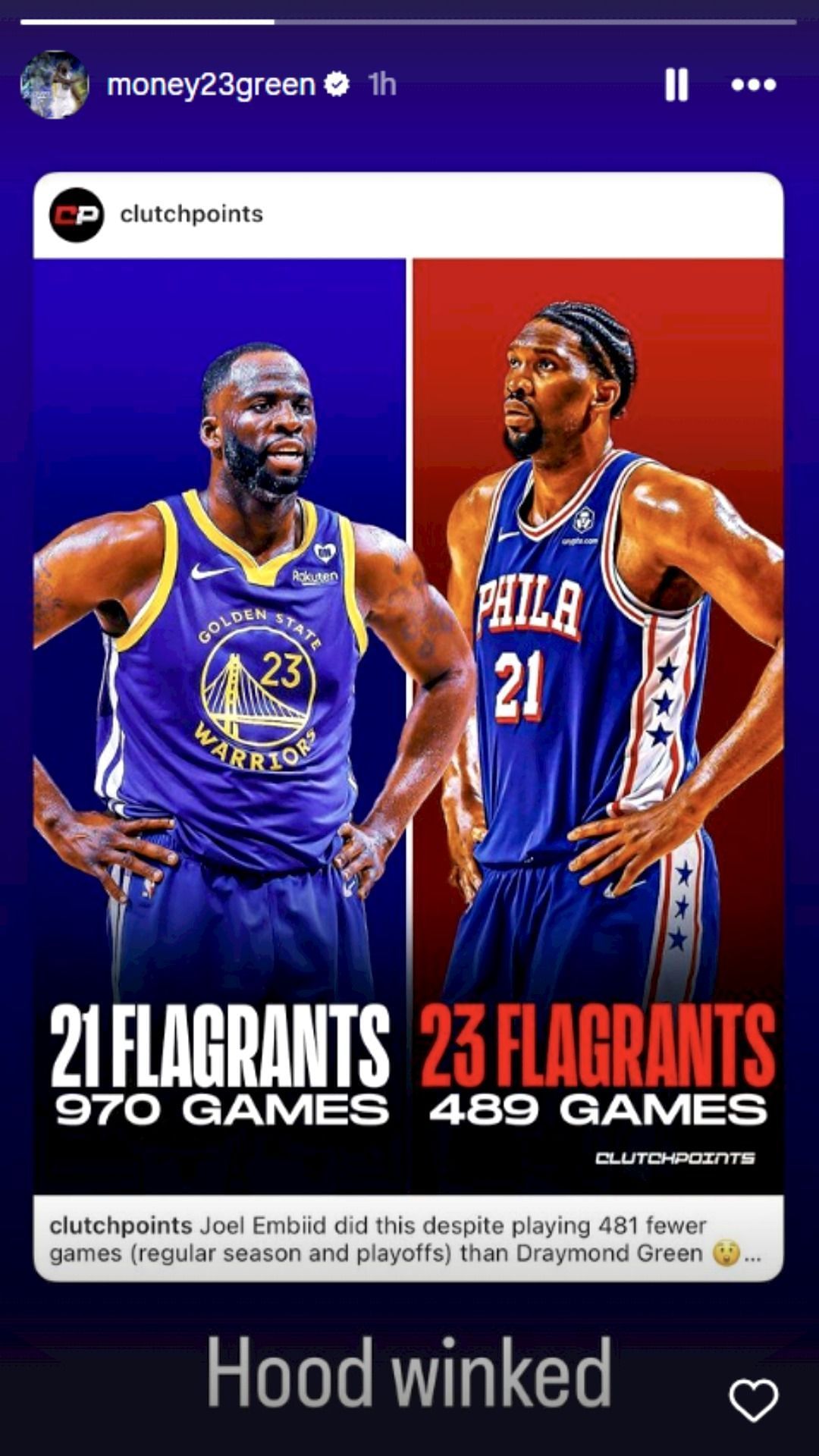 Draymond Green's one-word reaction to Joel Embiid passing his flagrant foul tally in nearly 50% ...