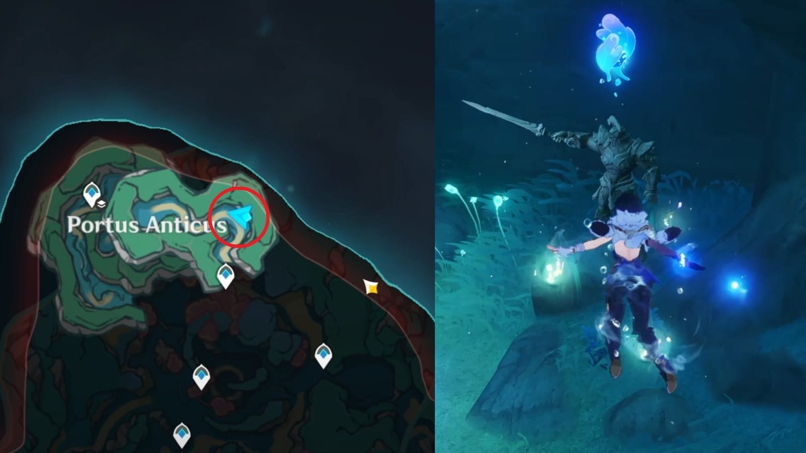 Genshin Impact Sea of Bygone Eras (west map) Hydroculus locations