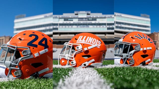 In Photos: Illinois football reveals alternate helmet designs in honor of Memorial Stadium’s ...