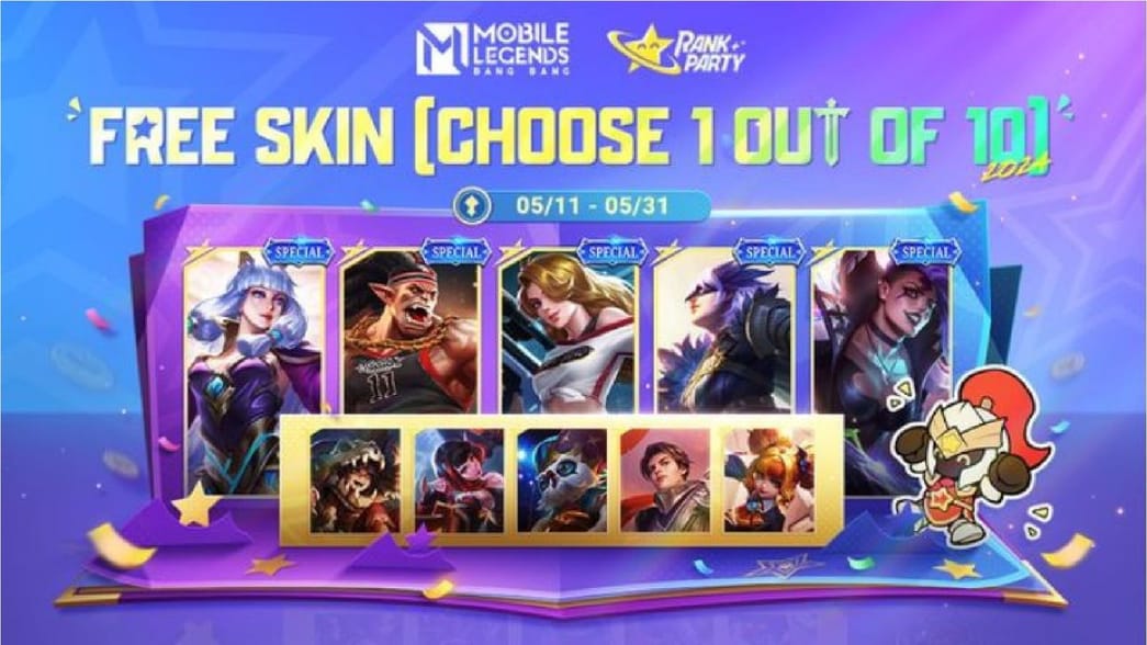 Mobile Legends Bang Bang 100 skins free trial schedule and more