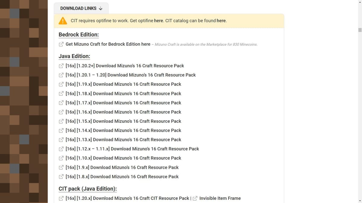 How to get Mizuno's 16 Craft texture pack in Minecraft