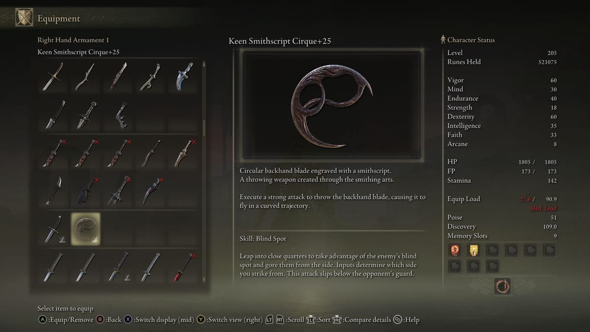 Best Reverse-hand Sword build in Elden Ring Shadow of the Erdtree