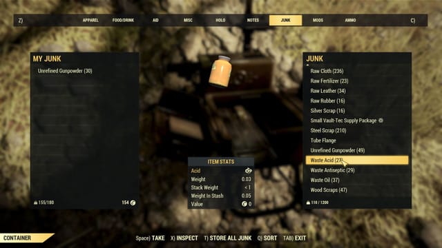 How to get Acid easily in Fallout 76