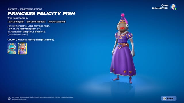 How to get Princess Felicity Fish skin in Fortnite
