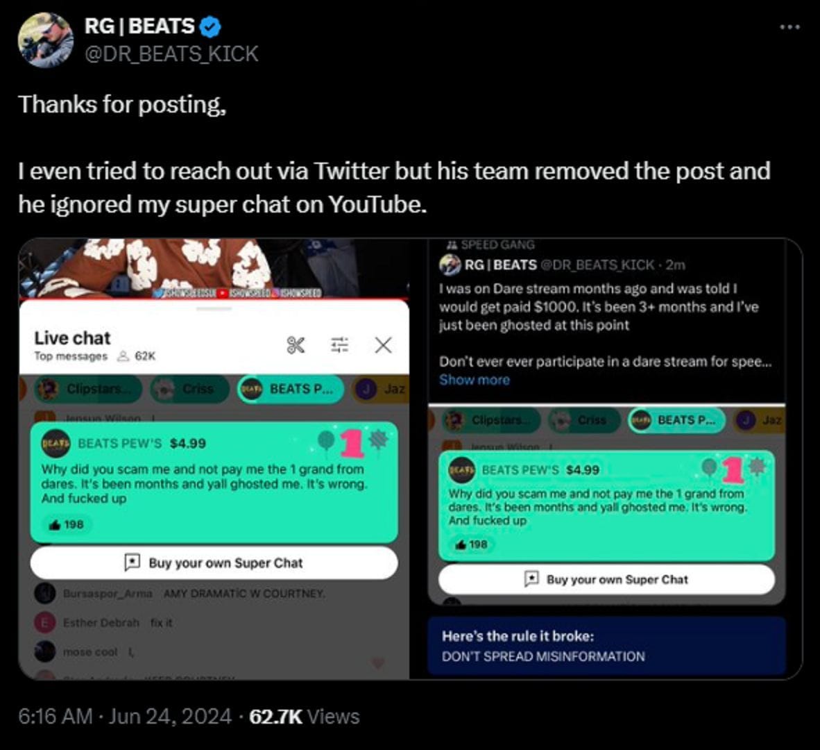 IShowSpeed gets called out for not paying $1,000 to Kick streamer after ...