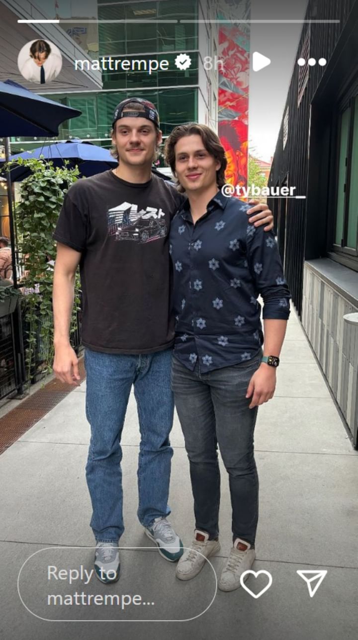 In Photos: Rangers' Matt Rempe snapped with AHL star Tyrel Bauer and ...