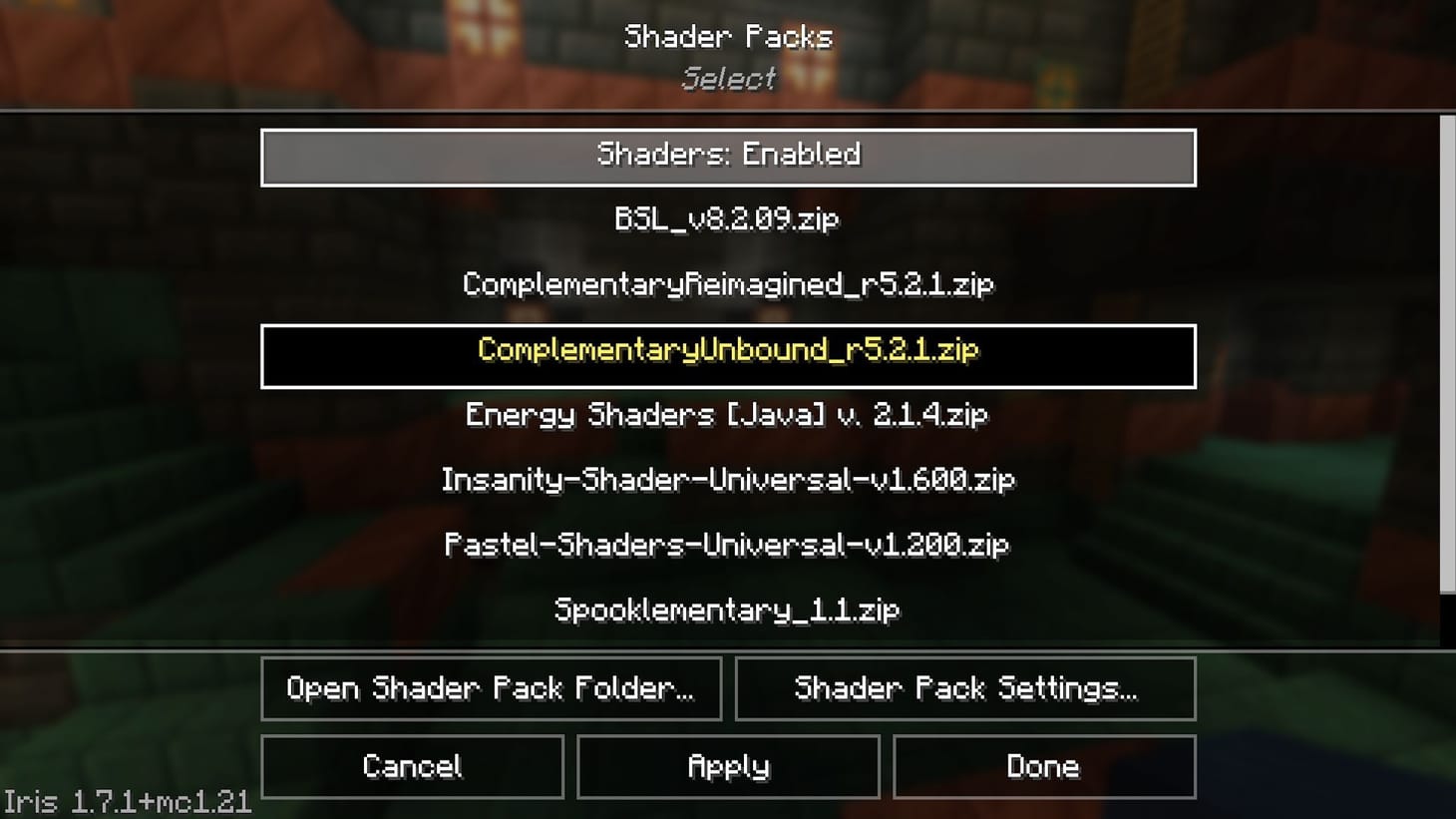 How to get Complementary shaders for Minecraft 1.21