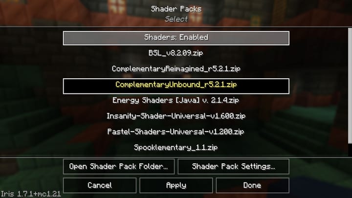 How to get Complementary shaders for Minecraft 1.21