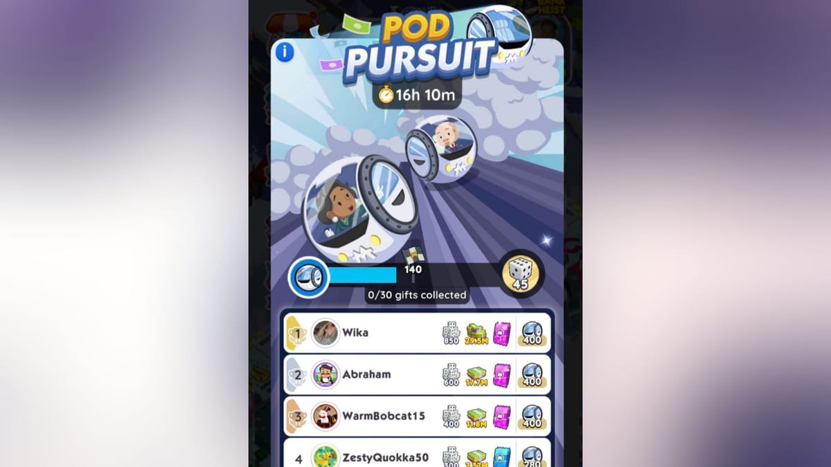 All Monopoly Go Pod Pursuit rewards, how to get Pods, and more