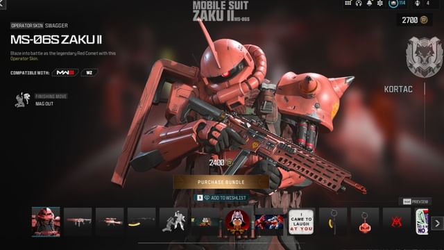 Tracer Pack Mobile Suit Zaku II MS - 06S in Warzone and MW3: Price ...