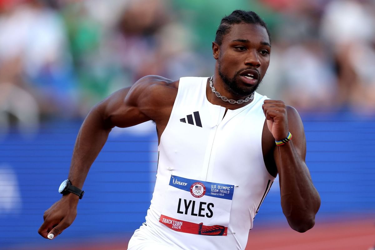 In Pictures: Noah Lyles drips in Adidas x Balenciaga in athlete walk-in at the U.S. Olympic ...