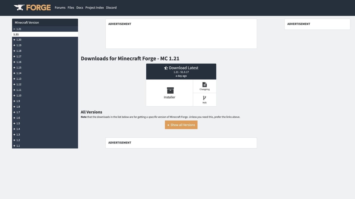 How to download Minecraft Forge 1.21
