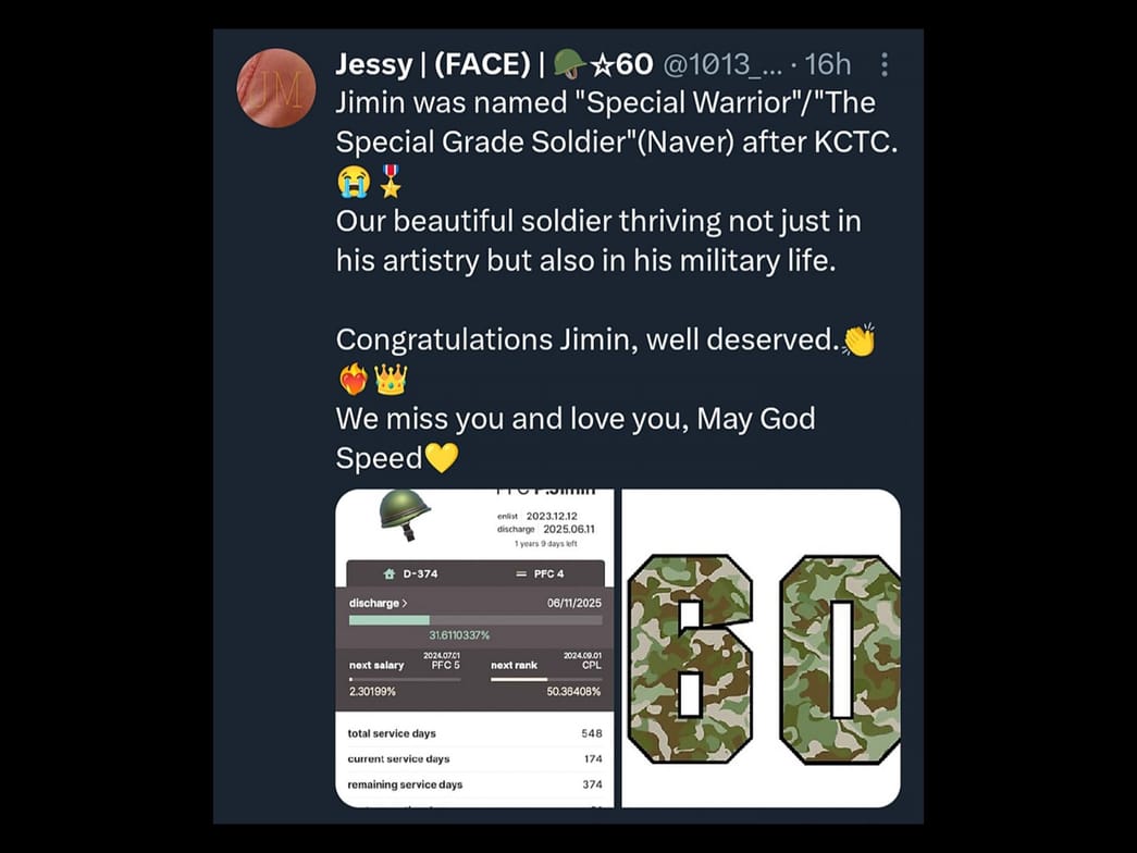 BTS' Jimin awarded the title of the Special Warrior (Special Grade ...