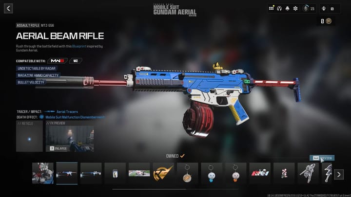 Mobile Suit Gundam Aerial XVX-016 Tracer Pack in MW3 and Warzone: Price, what's included, and is ...