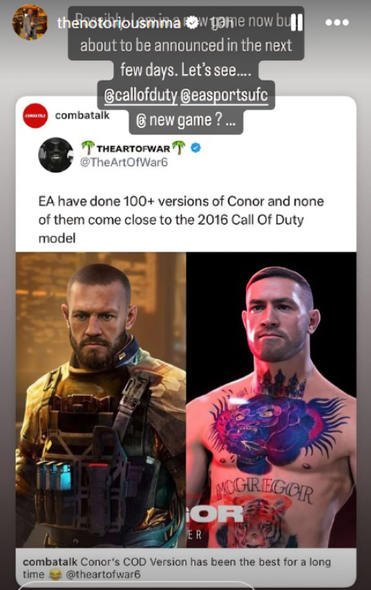 Call of Duty: Conor McGregor reacts to 2016 Call of Duty version of ...