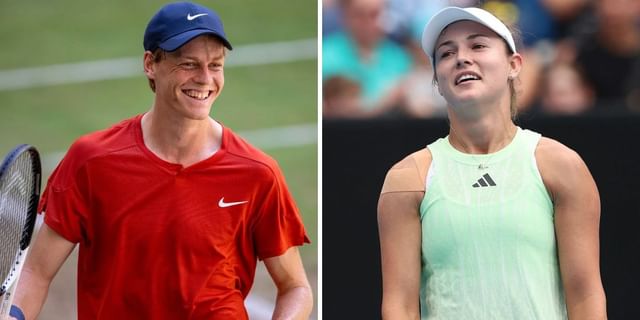 In Pictures: Jannik Sinner and girlfriend Anna Kalinskaya crack each other up during Wimbledon ...