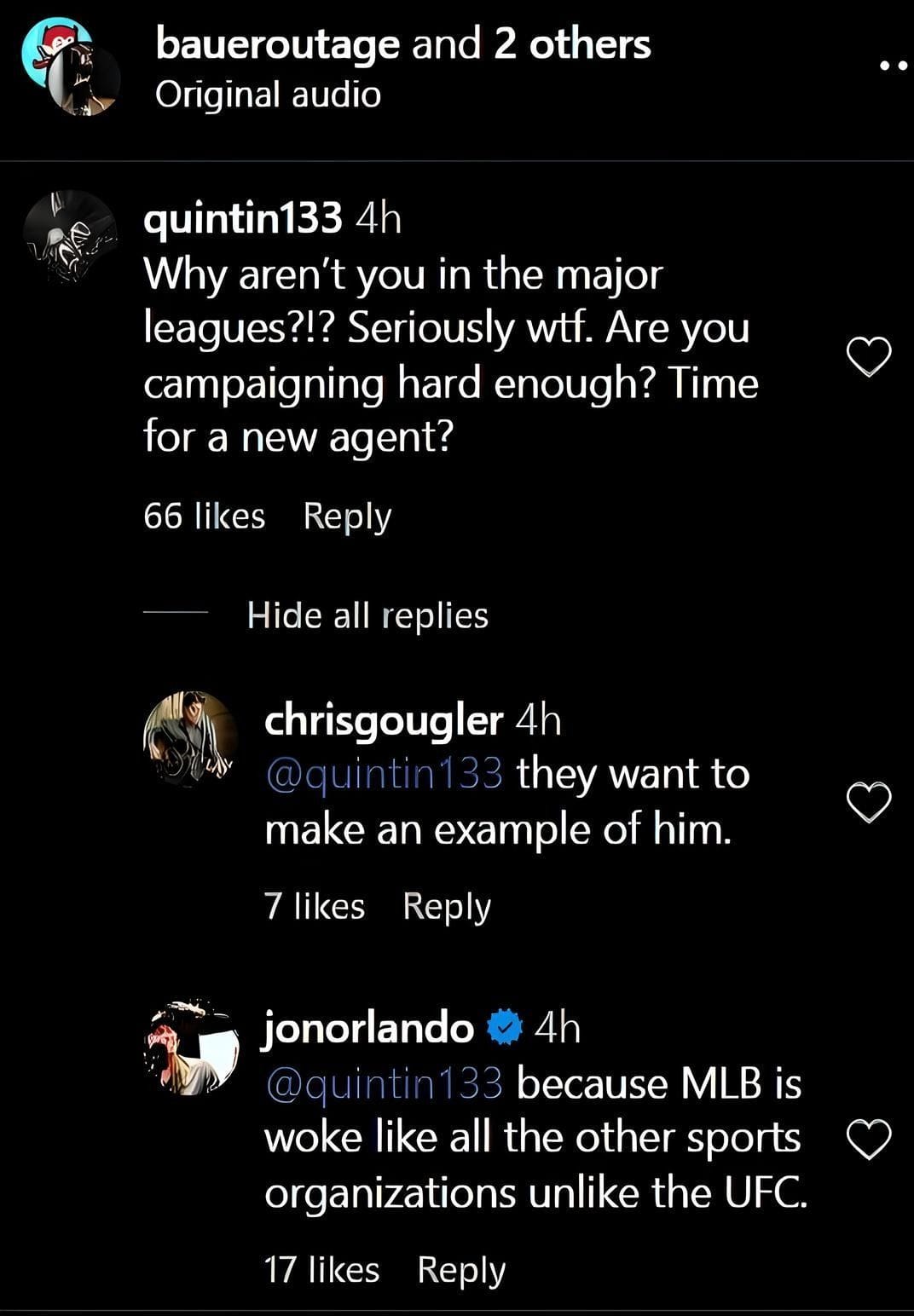 "MLB is woke...unlike the UFC" - Podcaster Jon Orlando slams the league ...