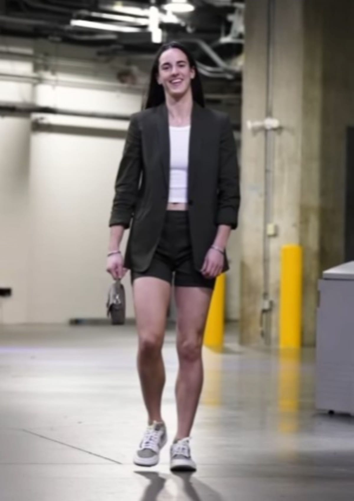 In Photos: Caitlin Clark ready for business in brown blazer and shorts ...