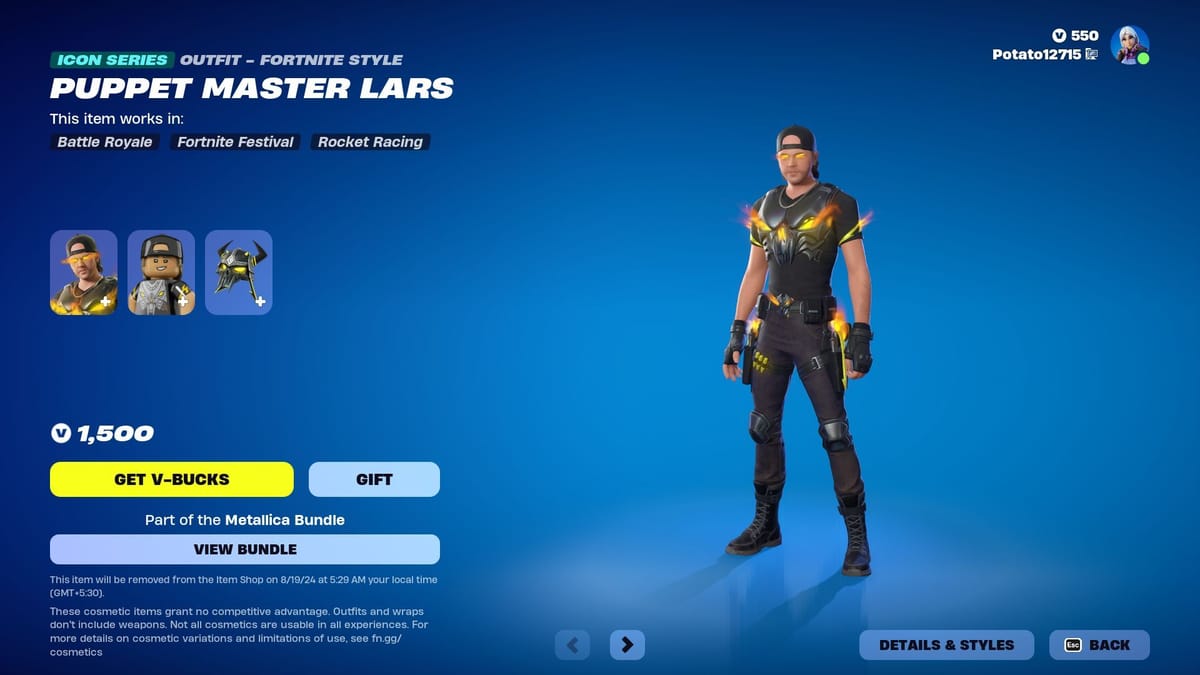 How to get Robert, Lars, James, and Kirk (Metallica) skins in Fortnite