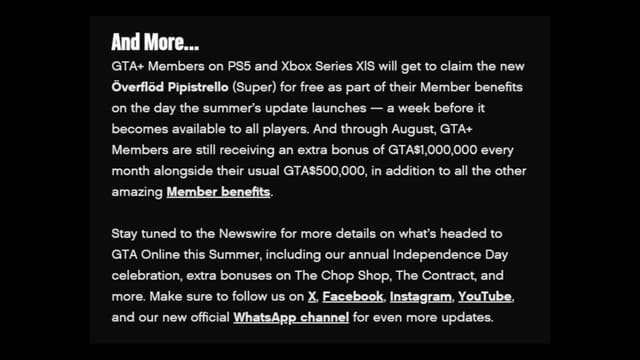 Rockstar officially shares GTA Online Summer Update 2024 details