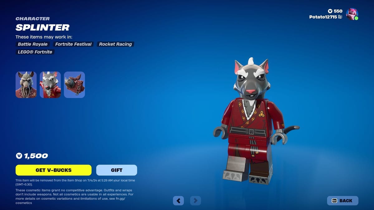 How to get Splinter skin in Fortnite