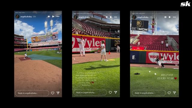 In Photos: Jake Fraley bonds with son Jayce during batting practice ...