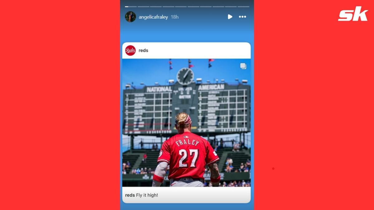 PHOTO: Jake Fraley's wife Angelica celebrates as Reds star leads team ...