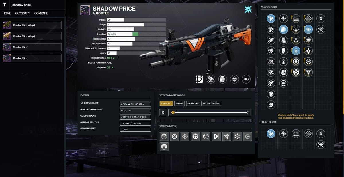 Shadow Price god roll guide for Destiny 2 The Final Shape PvE and PvP