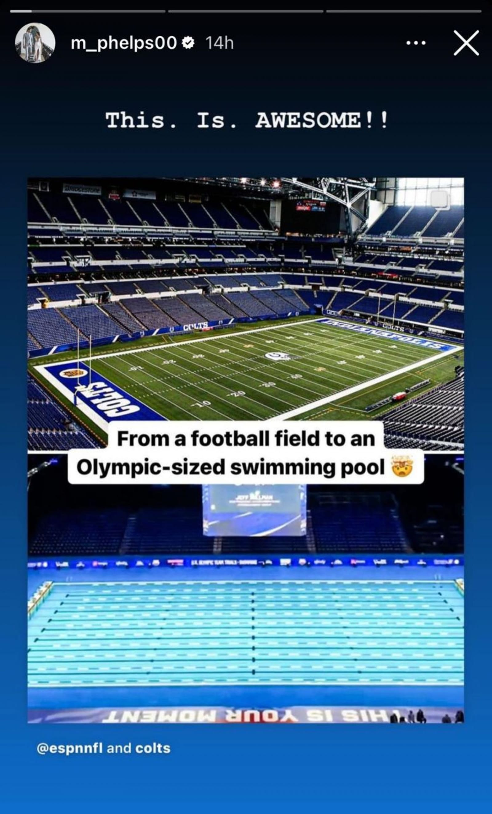 "Incredible" - Michael Phelps reacts to the Lucas Oil Stadium ...